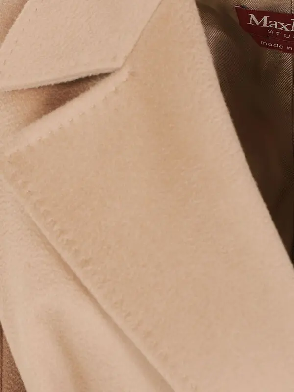 Max Mara Knee-length Pure Wool Robe Coat With Belt - Camel