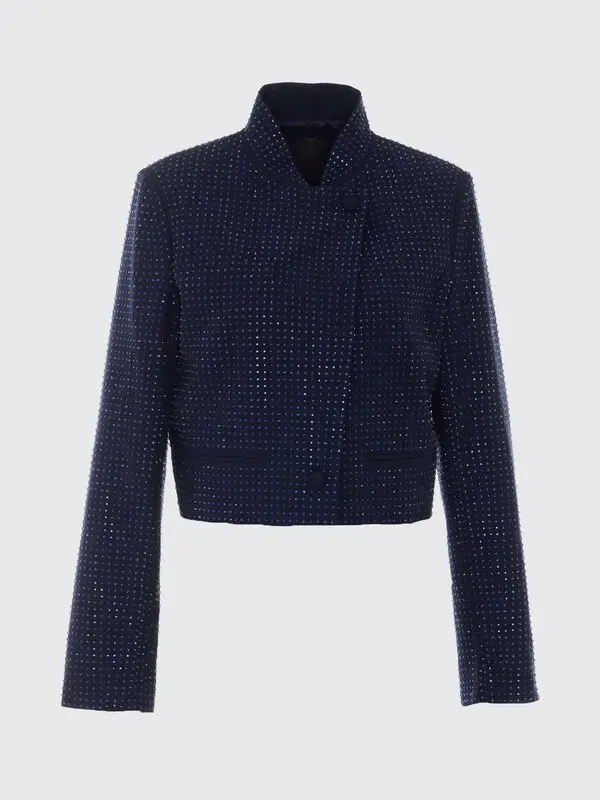 Pinko Single-breasted Short Jacket In Viscose With Crystal Embroidery