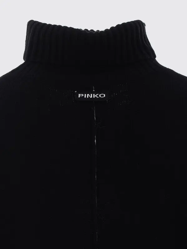 Pinko Relaxed Fit Wool And Cashmere Turtleneck Sweater With Dropped Shoulders - Black