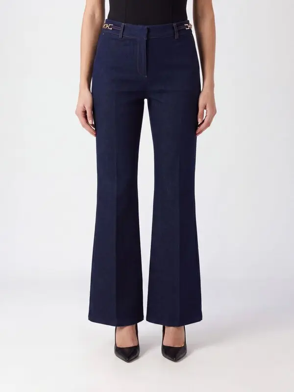 Liu Jo Mid-rise Flared Jeans In Wool Blend Denim