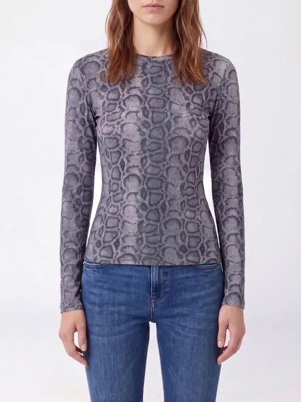 Liu Jo Slim Fit Long-sleeved Top In Stretch Viscose With Abstract Print - Grey
