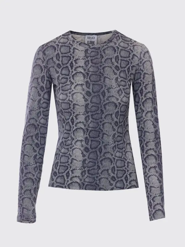Liu Jo Slim Fit Long-sleeved Top In Stretch Viscose With Abstract Print - Grey