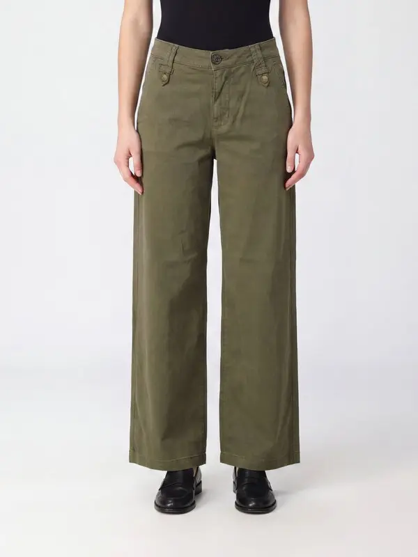 Liu Jo Stretch Cotton Wide-leg Pants With Mid-rise Waist
