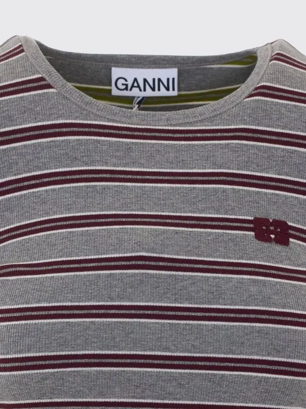 GANNI Striped Slim Fit Long-sleeved T-shirt In Organic Cotton