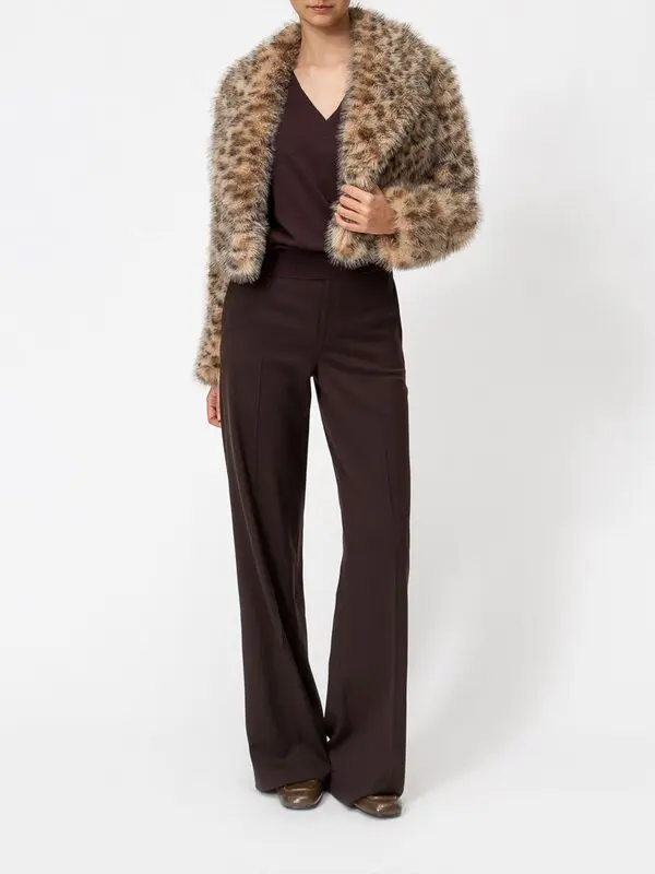 TWINSET Cropped V-neck Sweater In Viscose Blend With Ribbed Trims - Brown