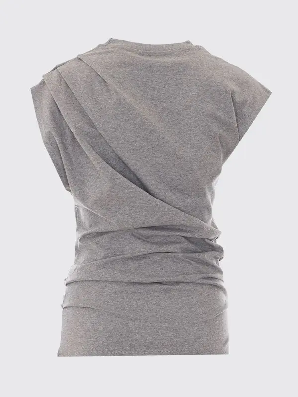 GANNI Draped Slim Fit Top In Organic Cotton With Cap Sleeves