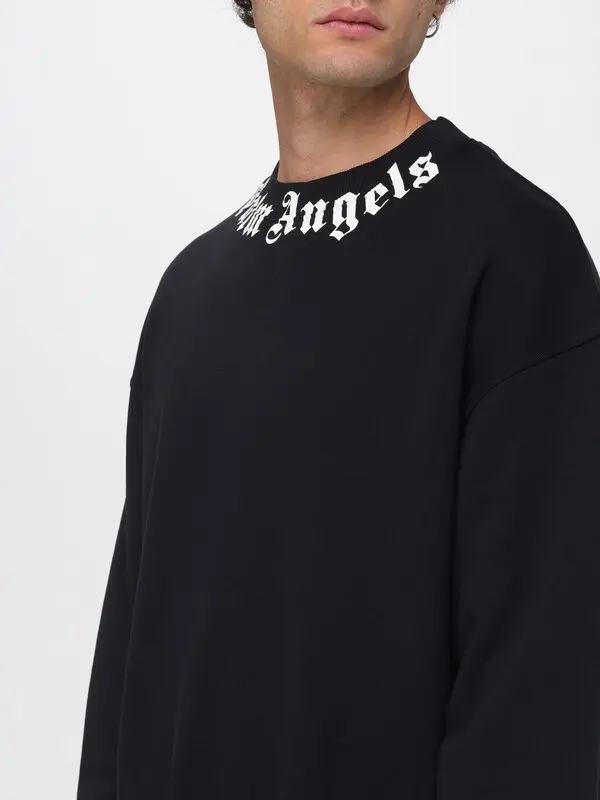 Palm Angels Relaxed Fit Cotton Crewneck Sweatshirt With Printed Logo