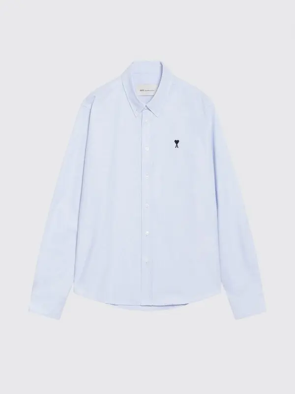 AMI Paris Slim Fit Cotton Shirt With Button-down Collar And Embroidered Logo