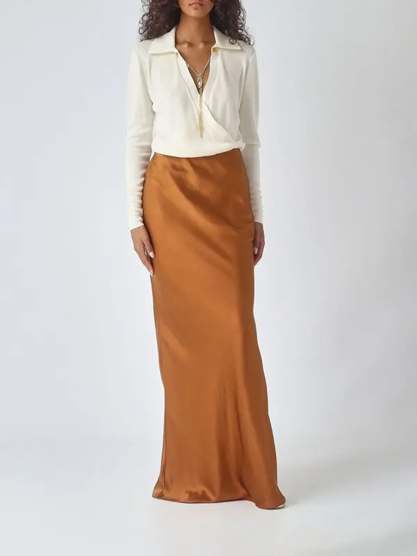 Elisabetta Franchi Croc-print Faux Leather Midi Pencil Skirt - Brown