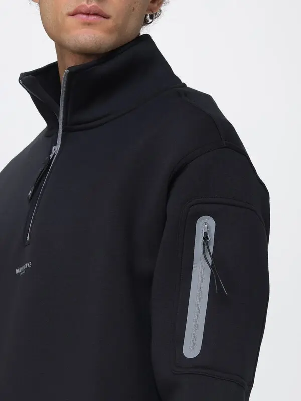 MURPHY&NYE High Neck Technical Zipped Sweatshirt In Neoprene - Black