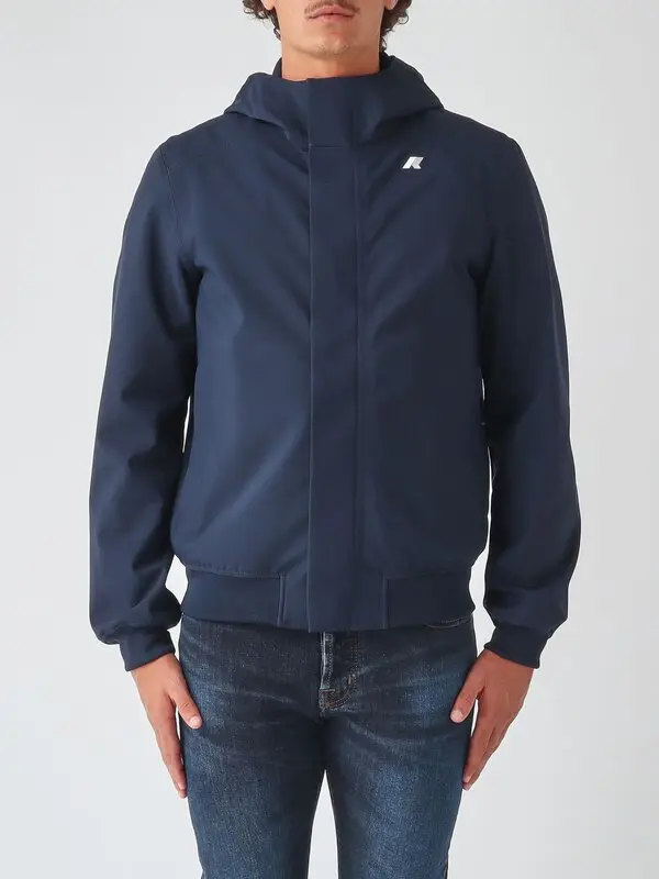K-WAY Joachim Short Waterproof Nylon Windbreaker Jacket With Hood - Navy