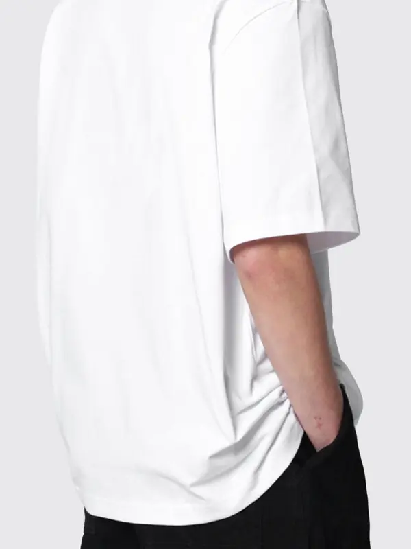 Studio Nicholson Relaxed Fit Cotton Crewneck T-shirt With Back Logo - White