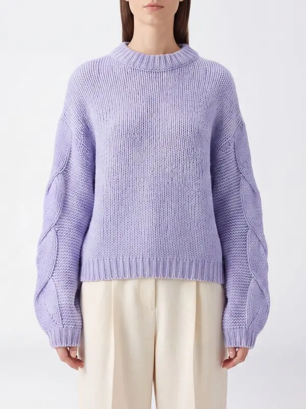 LISA YANG Relaxed Fit Pure Cashmere Crewneck Sweater With Dropped Shoulders - Lilac