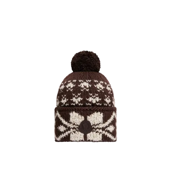 Moncler Jacquard Knit Beanie - Brown
