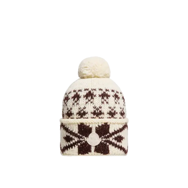 Moncler Jacquard Knit Beanie - White