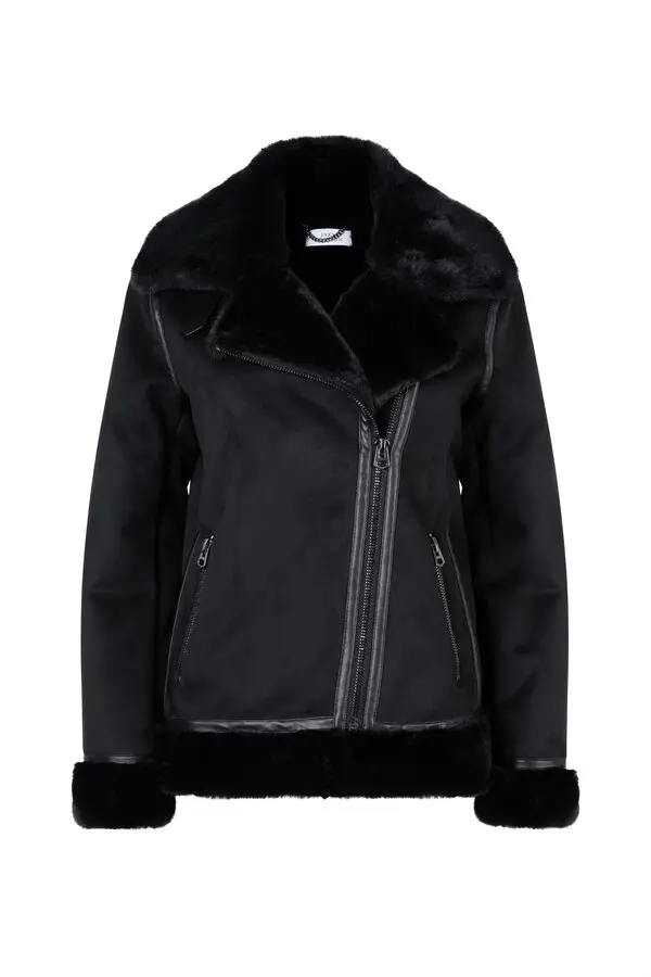 ISSY LONDON Kate Faux Shearling Jacket Biker