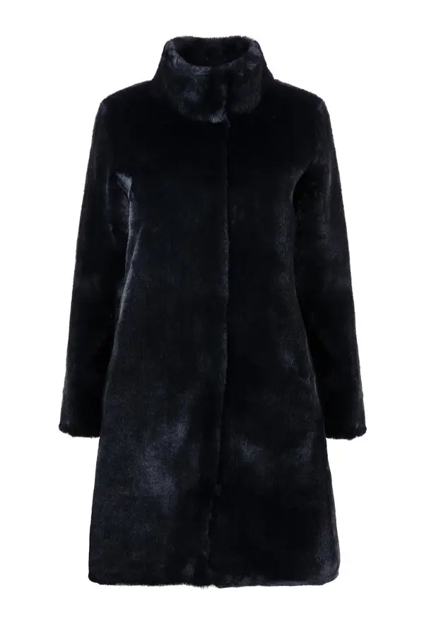 ISSY LONDON Jackie Faux Fur Shearling Coat - Black