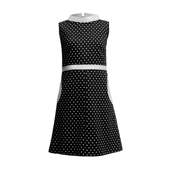 RUMOUR LONDON Audrey Polka Dot Dress With High Neckline - Black