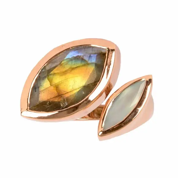 NEOLA DESIGN Rose Gold Ring Labradorite
