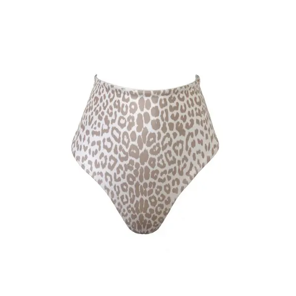 TERRA DEA Neutrals / White / Brown Acapulco Reversible High Waist Bikini Briefs Leopard & White - White/brown