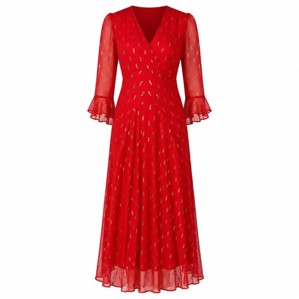 ROSE & NANCY Tory Sparkle Maxi Dress - Red