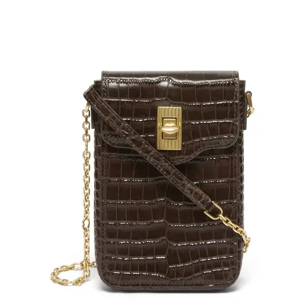 Lulu Guinness Chocolate Croc Rita Crossbody Bag - Brown