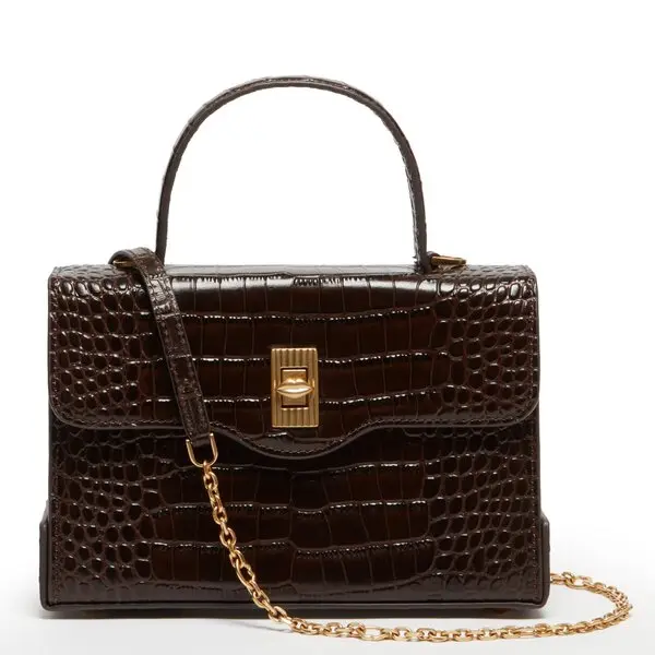 Lulu Guinness Chocolate Croc Queenie Handbag - Brown