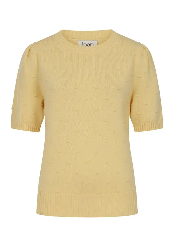 LOOP CASHMERE Bobble Puff Sleeved Sweater In Glow - Yellow