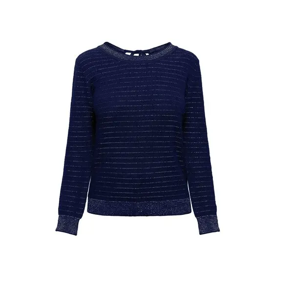RUMOUR LONDON Lulu Tie-back Cotton & Modal Jumper With Metallic Stripe
