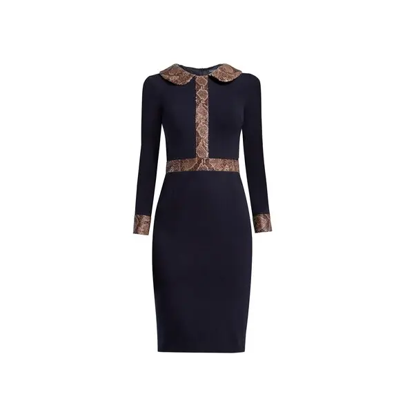 RUMOUR LONDON Lynn Black Jersey Dress With Snake-effect Trim
