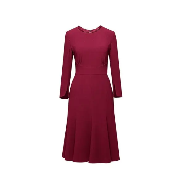 RUMOUR LONDON Christina Burgundy Fluted Dress - Red