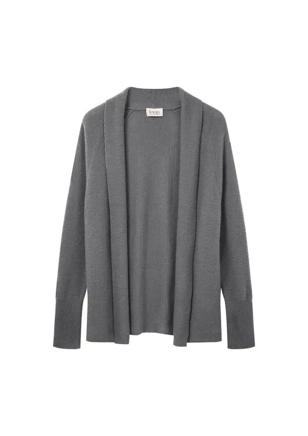 LOOP CASHMERE Relaxed Edge To Edge Cardigan In Pewter