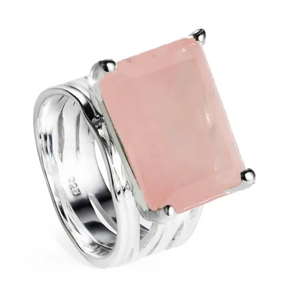 NEOLA DESIGN Sterling Cocktail Ring Rose Quartz Gemstone Pietra