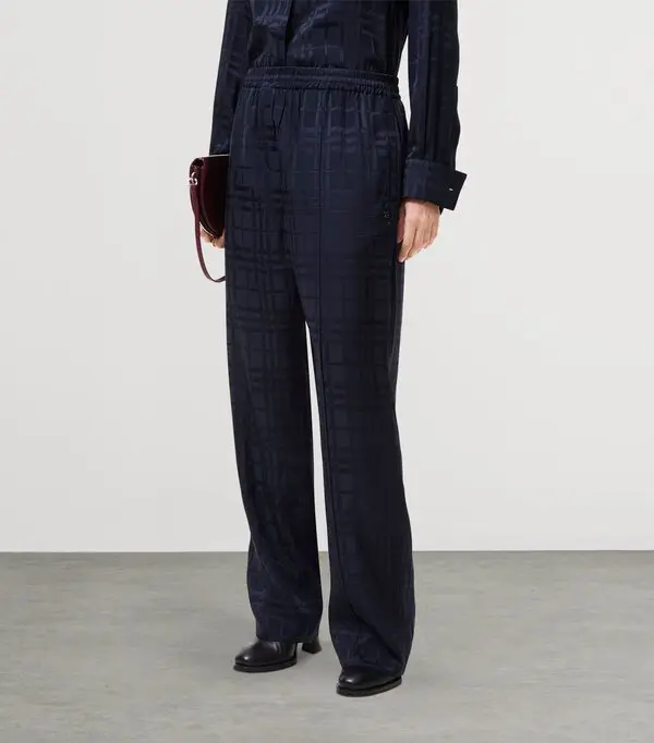Burberry Silk Check Straight-leg Trousers