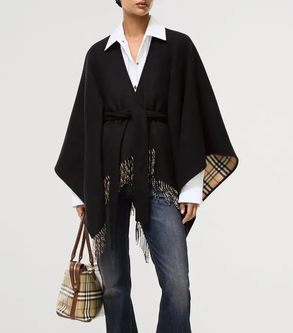 Burberry Wool Tay Fringed Cape
