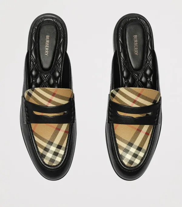 Burberry Leather Check Opal Mules