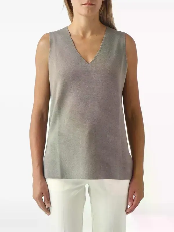 GRAN SASSO V-neck Knitted Top - Grey