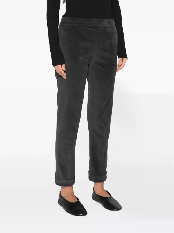 WHYCI Velvet-effect Turn-up Trousers