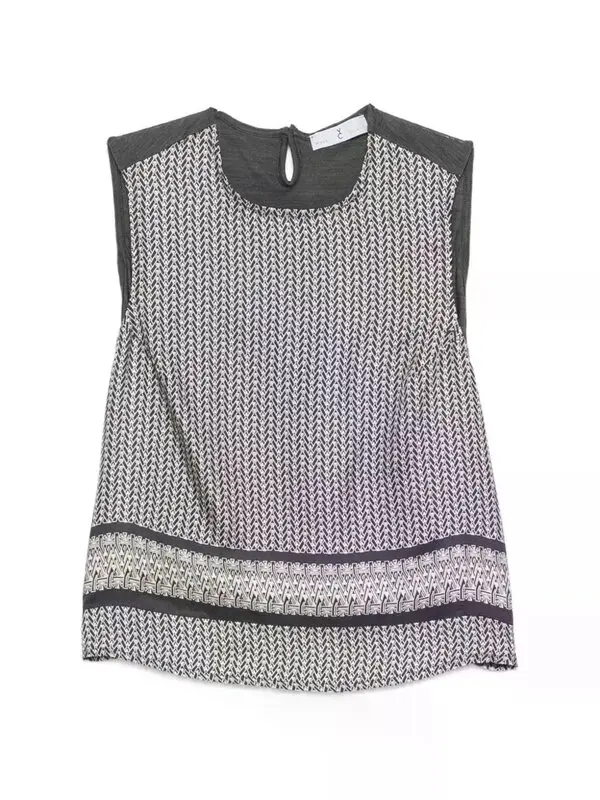 WHYCI Geometric-print Sleeveless Top - Black