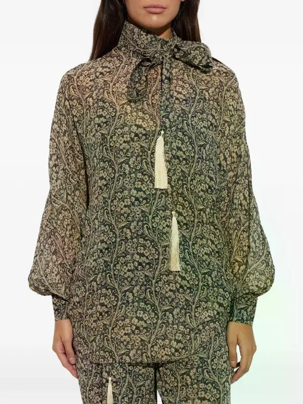 Zimmermann Floral-print Tie-neck Top