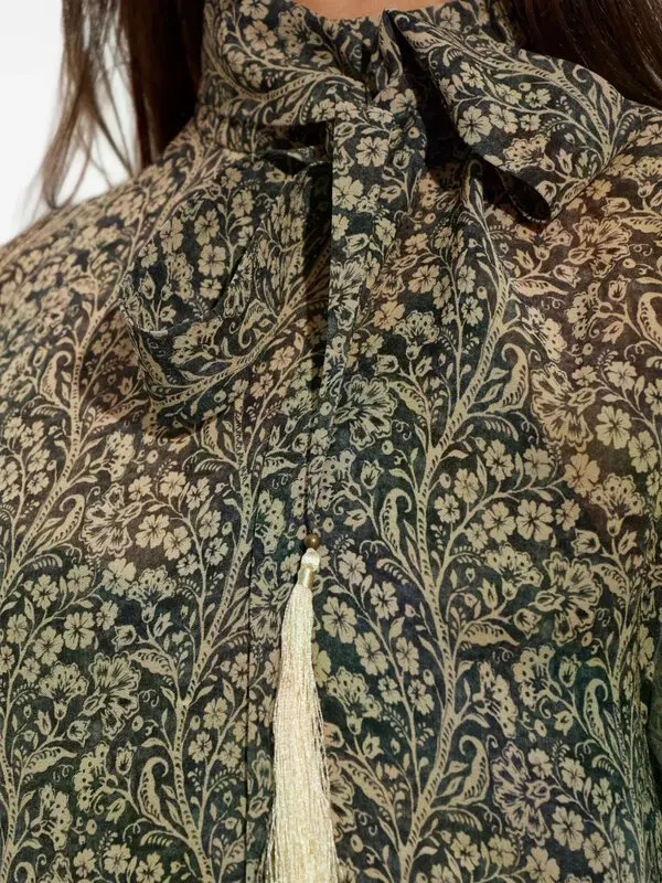 Zimmermann Floral-print Tie-neck Top