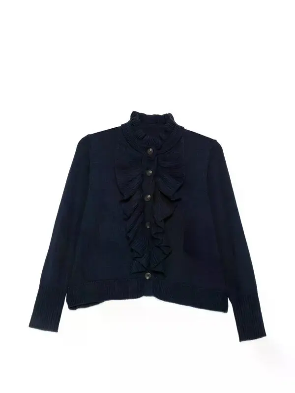 PSOPHIA Ruffled-trim Cardigan - Blue