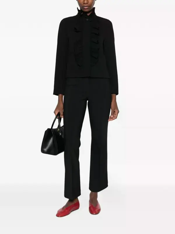 PSOPHIA Pressed-crease Flared Trousers