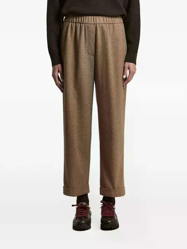 Peserico Elasticated-waistband Turn-up Trousers - Brown