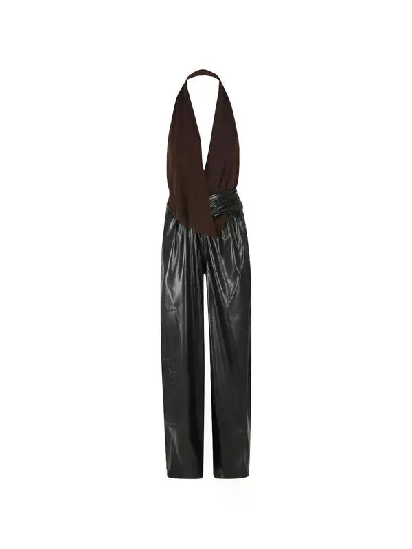 Andamane Halterneck Draped Jumpsuit - Black