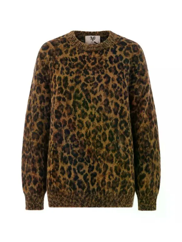 ANIYE BY Felly Leopard-print Distressed Sweater - Brown
