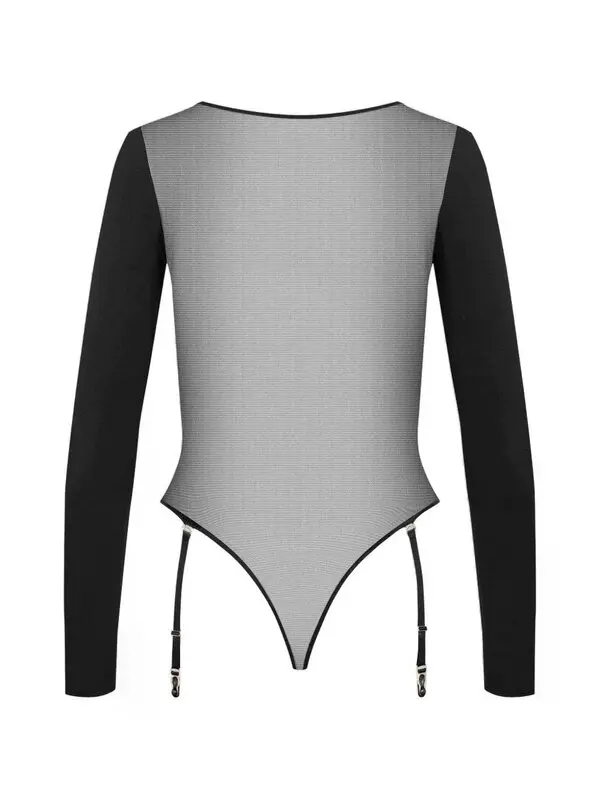 SCANDALE Nuit Fauve Mesh-panel Thong Bodysuit