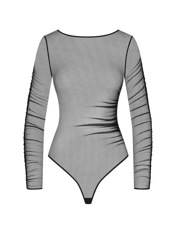 SCANDALE Nuit Fauve Pleated Tulle Bodysuit