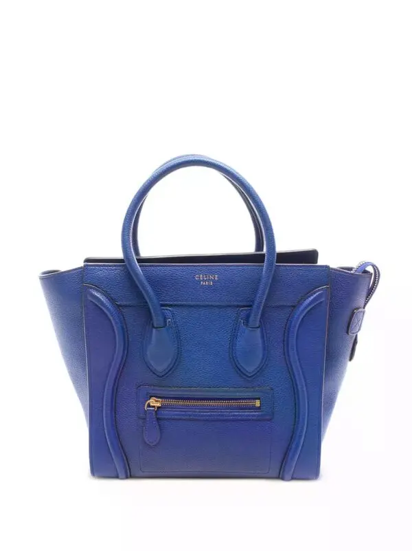 Celine 2010s Xs Luggage Micro Shopper Tote Bag - Blue