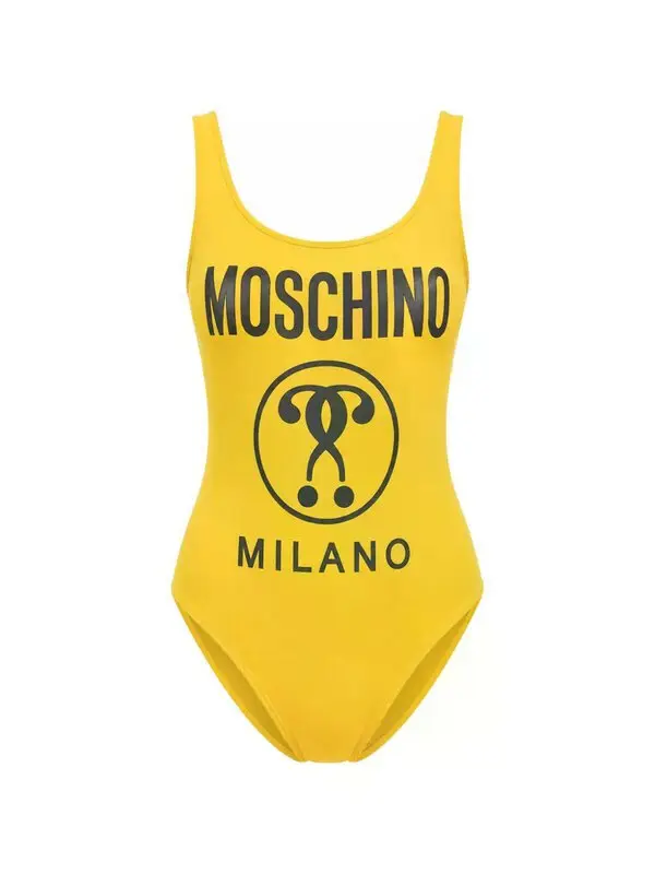 Moschino Logo-print Scoop-neck Swimsuit - Yellow